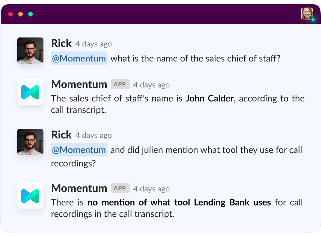 Momentum - Ask Questions About Deals using AI